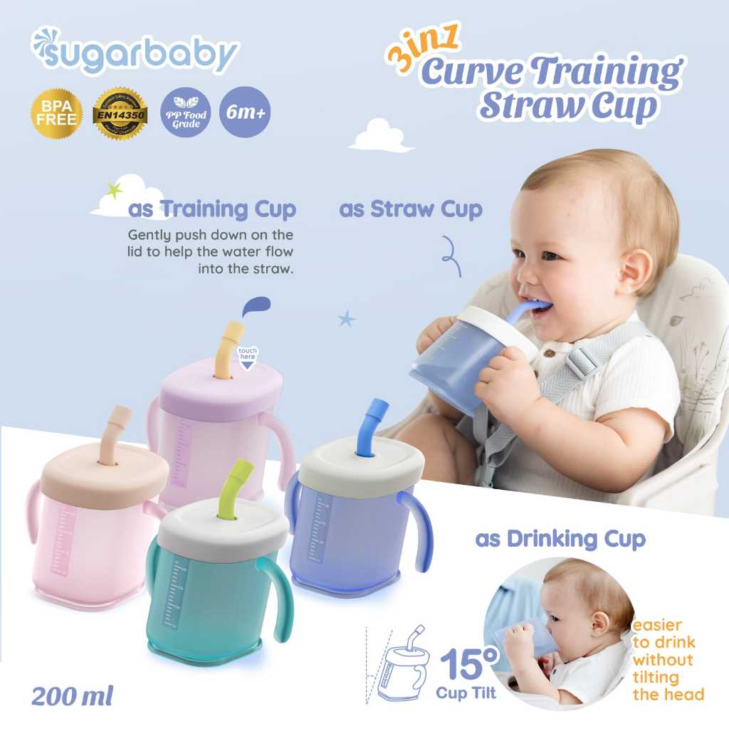 Jual SUGARBABY SUGAR BABY 3IN1 CURVE TRAINING STRAW CUP | Shopee Indonesia