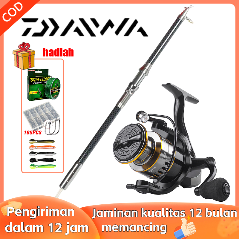Jual Setelan Pancing DAIWA Joran + Reel Spinning | Joran Teleskopik 2.1m-3.6m (6-7 Bagian ...