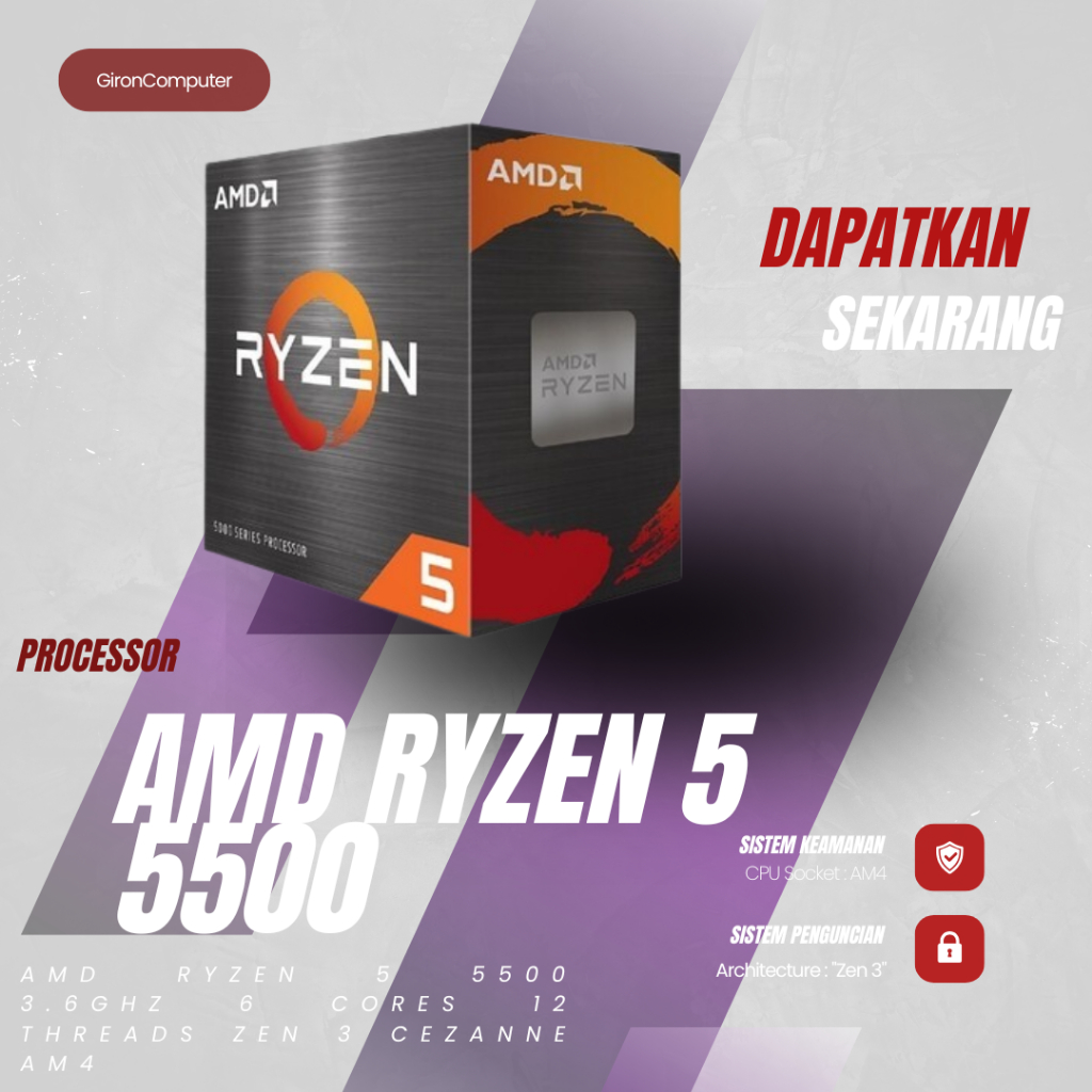 Jual AMD Ryzen 5 5500 3.6GHz 6 Cores 12 Threads Zen 3 Cezanne AM4 | Shopee Indonesia
