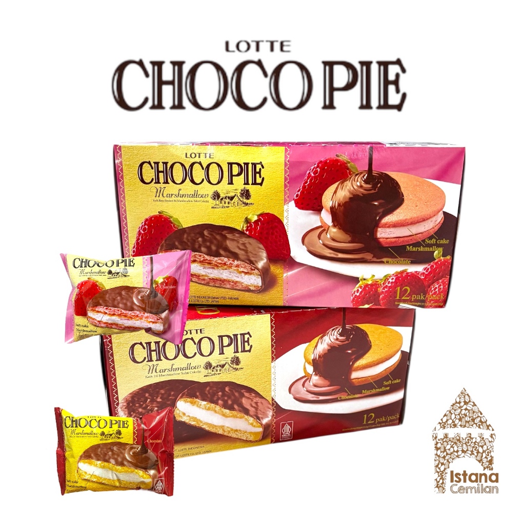 Jual Lotte Choco Pie / Strawberry Marshmallow PACK (isi 12 pcs) | Shopee Indonesia