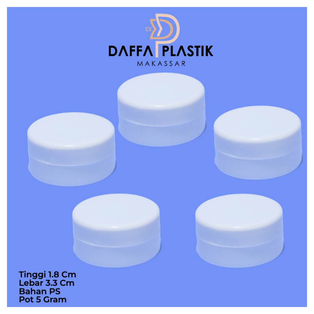 Jual POT 5 GRAM PUTIH PUTIH BAHAN PS PACKAGING KOSMETIK DAFFA PLASTIK ...