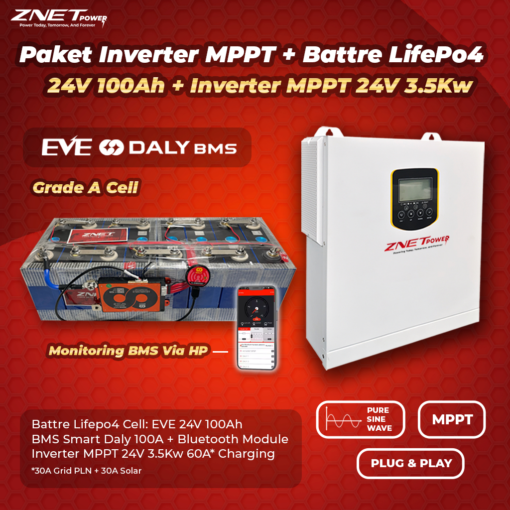 Jual Paket MPPT Inverter Hybrid PURE SINE WAVE 3.5Kw 3500watt 24V dan ...
