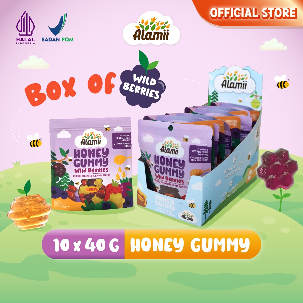 Jual Alamii Honey Gummy - Box isi 10 x 40g / Wild Berries / Permen ...