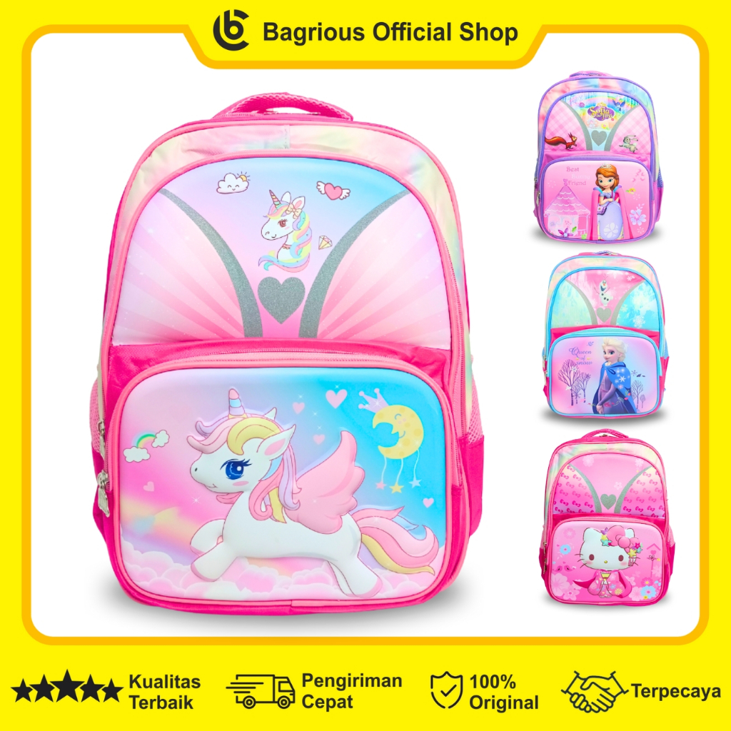 Jual Tas Sekolah Anak Perempuan SD Tas Ransel Sekolah Karakter 3D Timbul Tas Anak Ransel Wanita ...