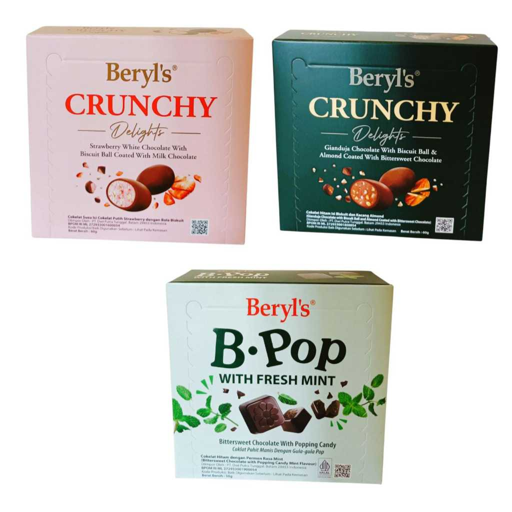 Jual BERYL'S Crunchy Delights Chocolate With Biscuit Ball 60g B.POP ...