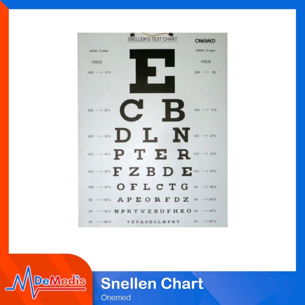 Jual Snellen's Test Chart ONEMED Alat Tes Penglihatan Mata Poster Tes ...