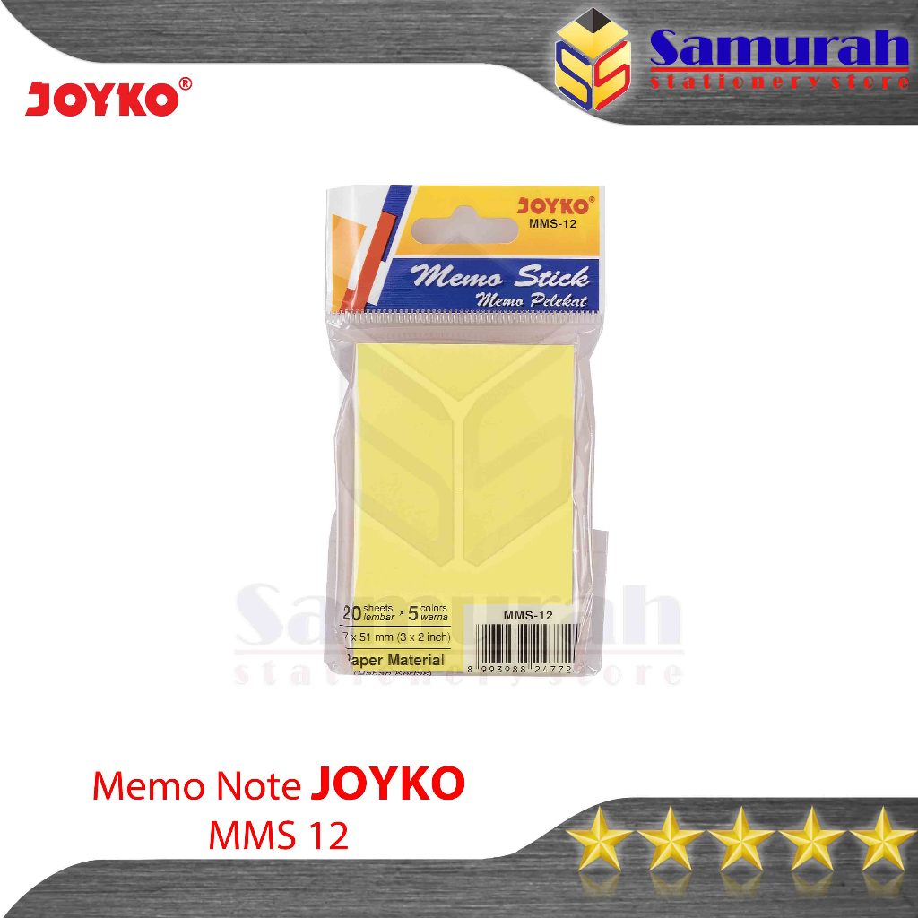 Jual Memo Stick MMS 12 Joyko / Sticky Note MMS-12 / Kertas Memo 2 x 3 ...