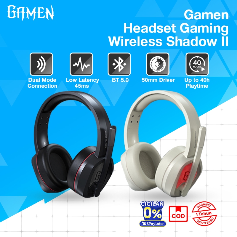 Jual GAMEN Dual Mode Pro Gaming Headset Low Latency Shadow II Wireless ...