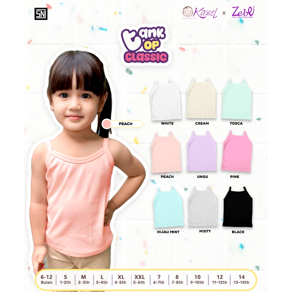 Jual KAZEL Zebe Tanktop Classic Anak Perempuan 6 Bulan -13 Tahun (1Pcs ...