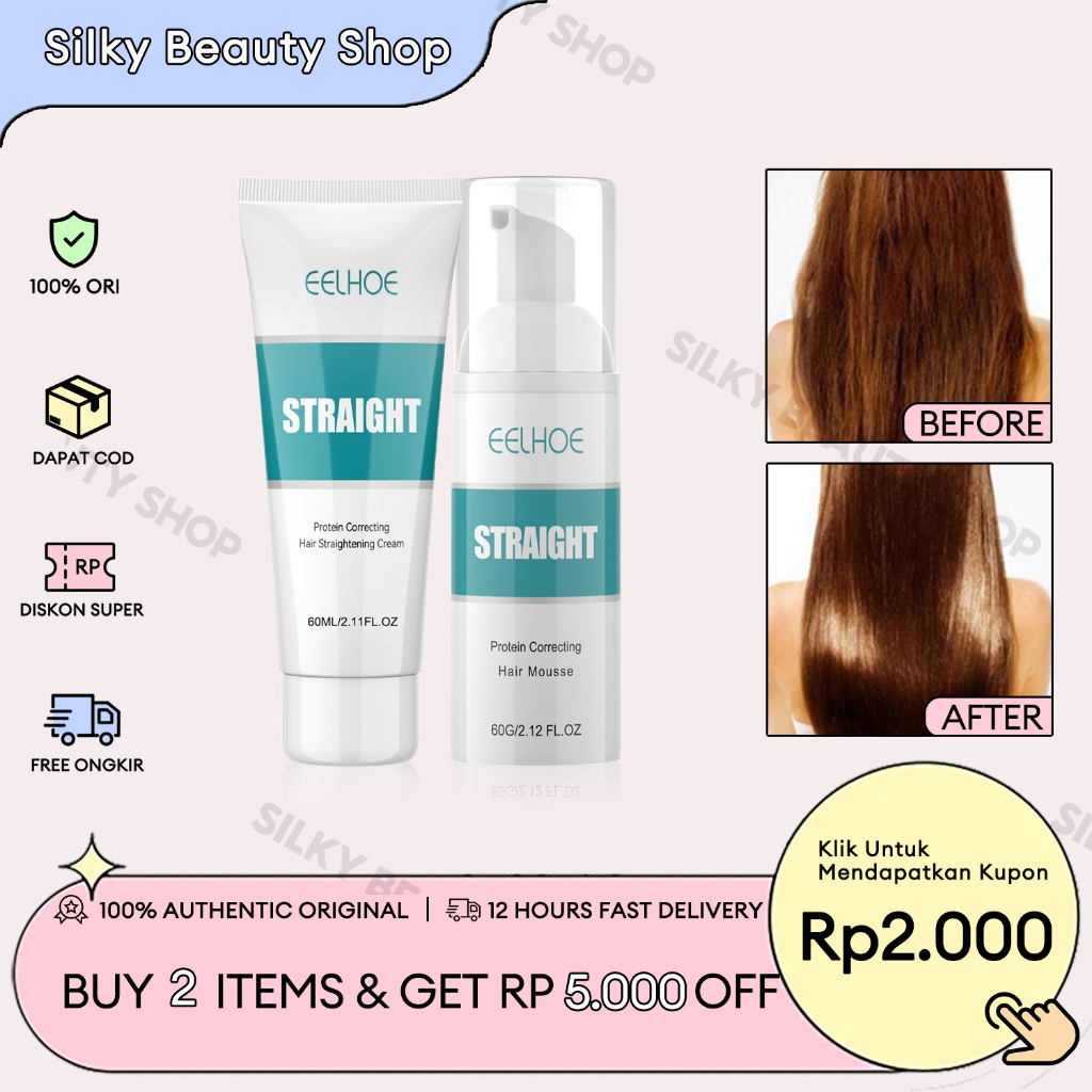 Jual EELHOE Hair Straightening Cream 60ml Krim Pelurus Rambut Permanen ...
