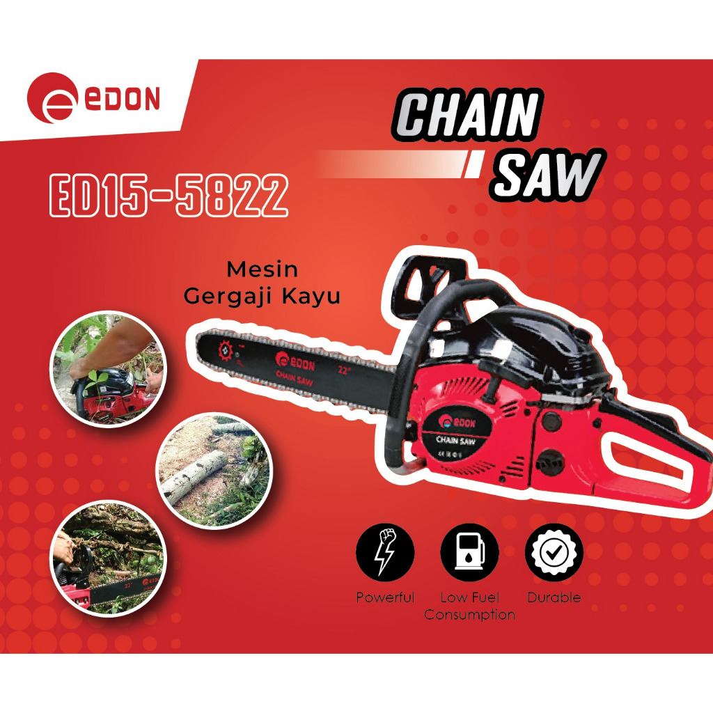 Jual Chainsaw EDON 5800 22" Inch BAR BAJA/Mesin Gergaji Potong Kayu ...