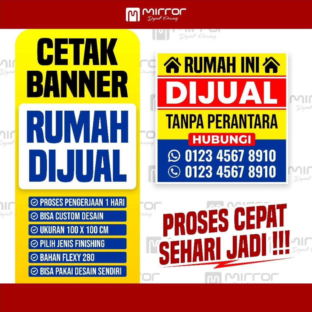 Jual Cetak SPANDUK/ BANNER Rumah di jual/ Ruko Disewakan/Banner Rumah ...