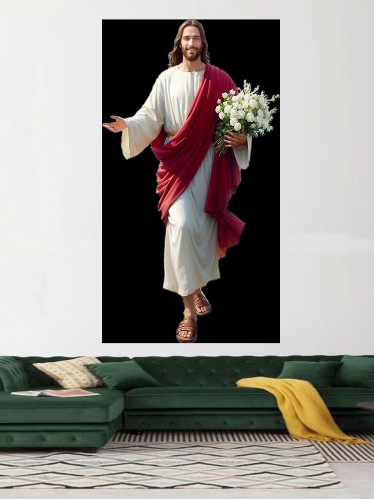 Jual POSTER CETAK HIASAN DINDING GAMBAR TUHAN YESUS BLACKGROUND HITAM ...