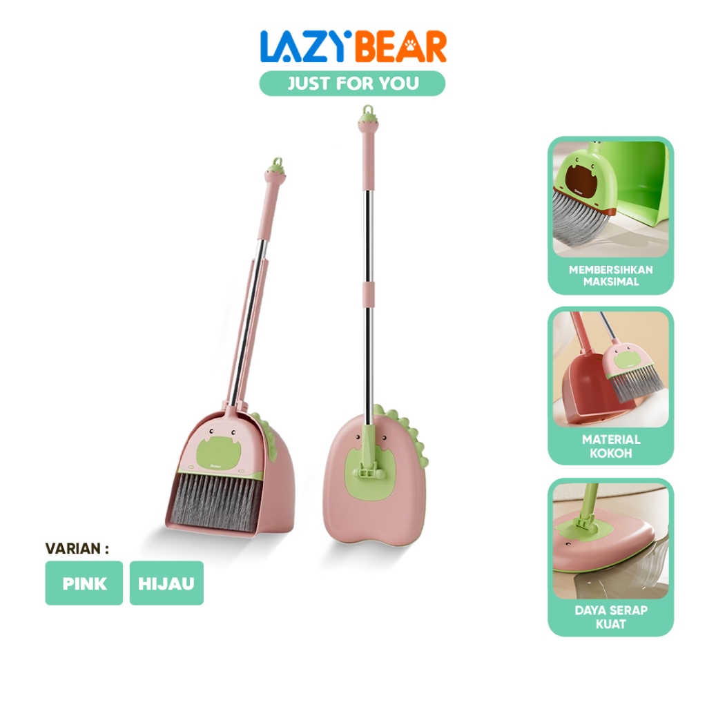 Jual LAZY BEAR Set Sapu Pengki & Pel Anak Cleaning Set Karakter 3IN1 ...