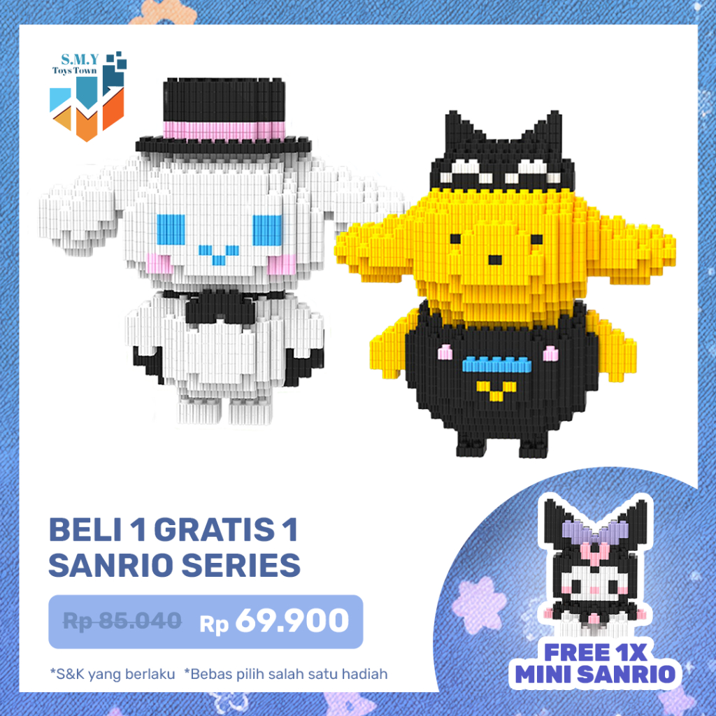 Jual SMY Nano Blocks Buy 1 Get 1 Sanrio Pom Pom Purin 3D Model, Mainan ...
