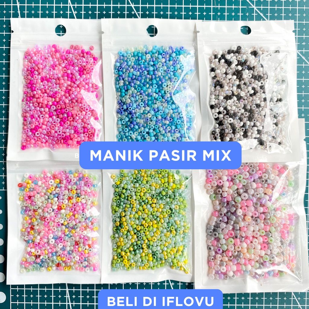 Jual Manik Manik Pasir Mix 3mm 4mm | Bahan Meronce Cincin Gelang Manik ...