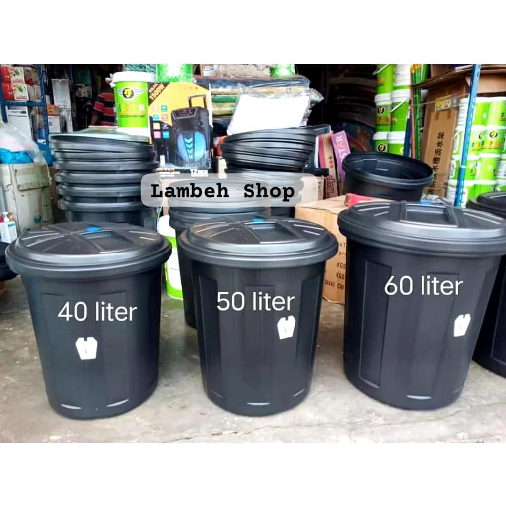 Jual Ember Tutup Tempat Sampah Tutup Hitam uk 30, 40, 50, 60, 70, 80 Liter Tong Kuat Batam ...