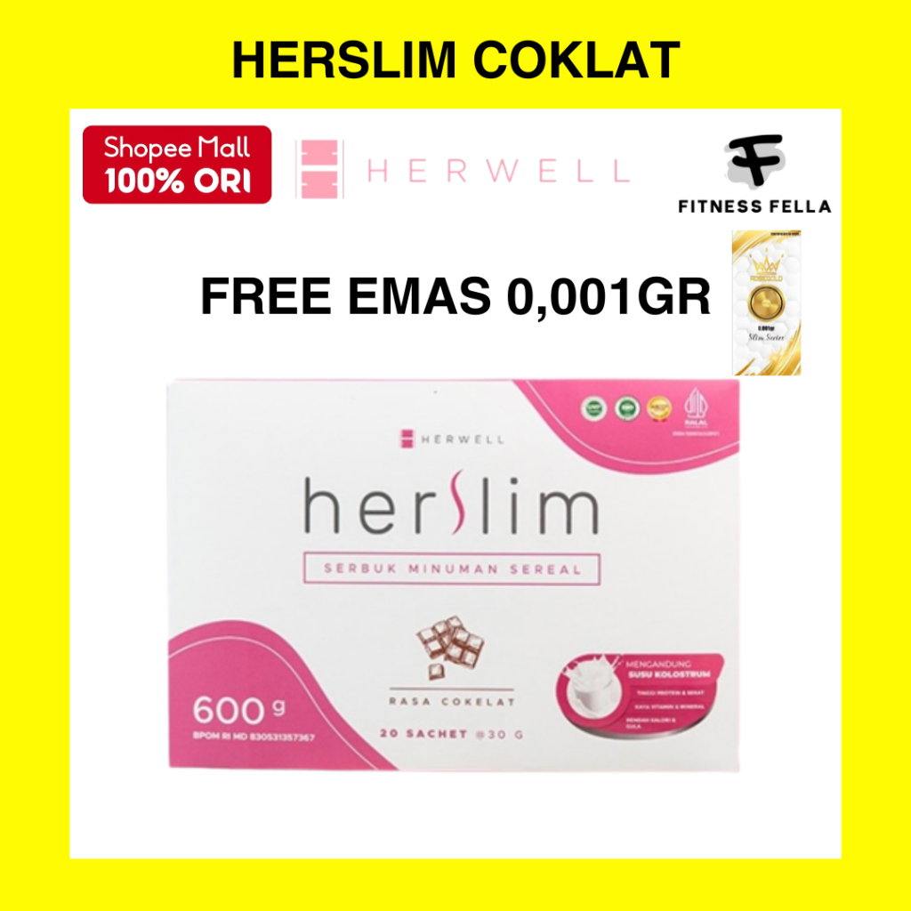 Jual Herwell Herslim 1 Box isi 20 Sachets Rasa Coklat Minuman Susu ...