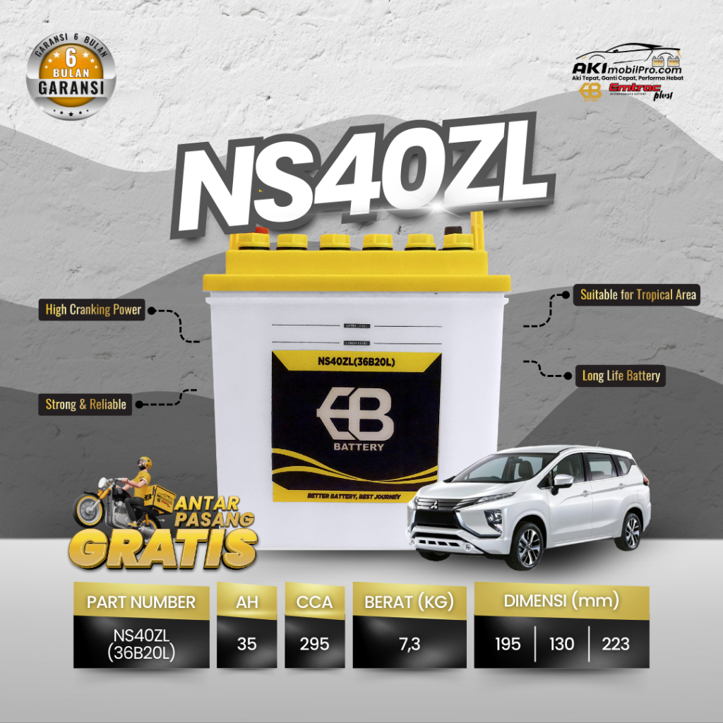 Jual AKI BASAH MOBIL EB BATTERY DC NS40ZL (36B20L) | Shopee Indonesia