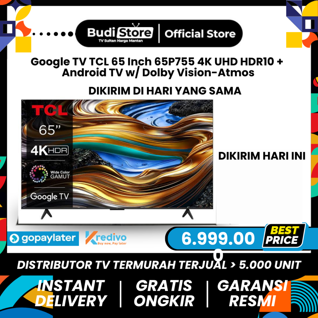 Jual Google TV TCL 65 inch 65P755 Smart Android TV LED 4K UHD 100% ...