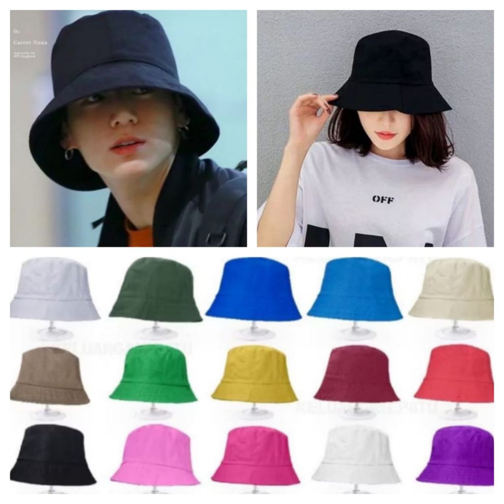 Jual TOPI BUCKET POLOS DAN KEKINIAN/FAISHION STYLE | Shopee Indonesia