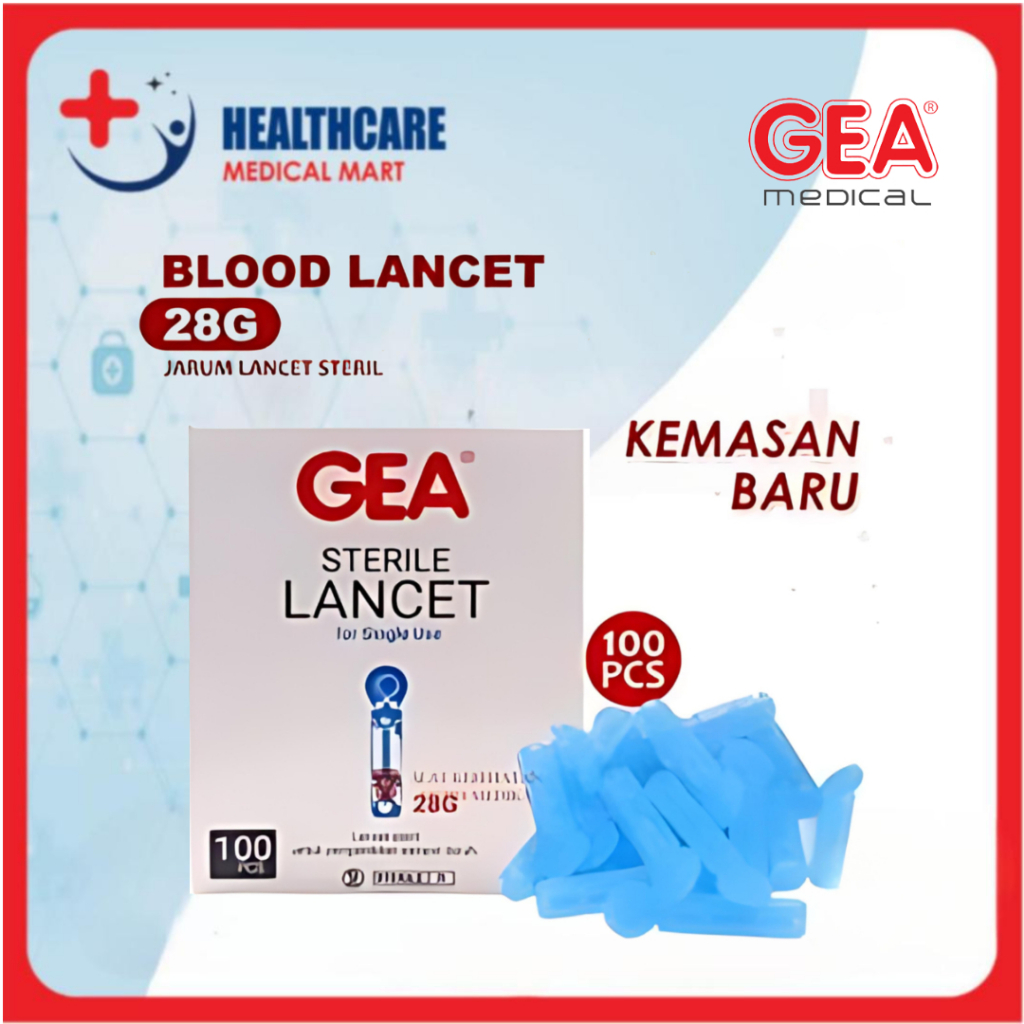 Jual GEA Sterile Lancet 28G Isi 100 Test Ambil Sample Darah | Shopee ...