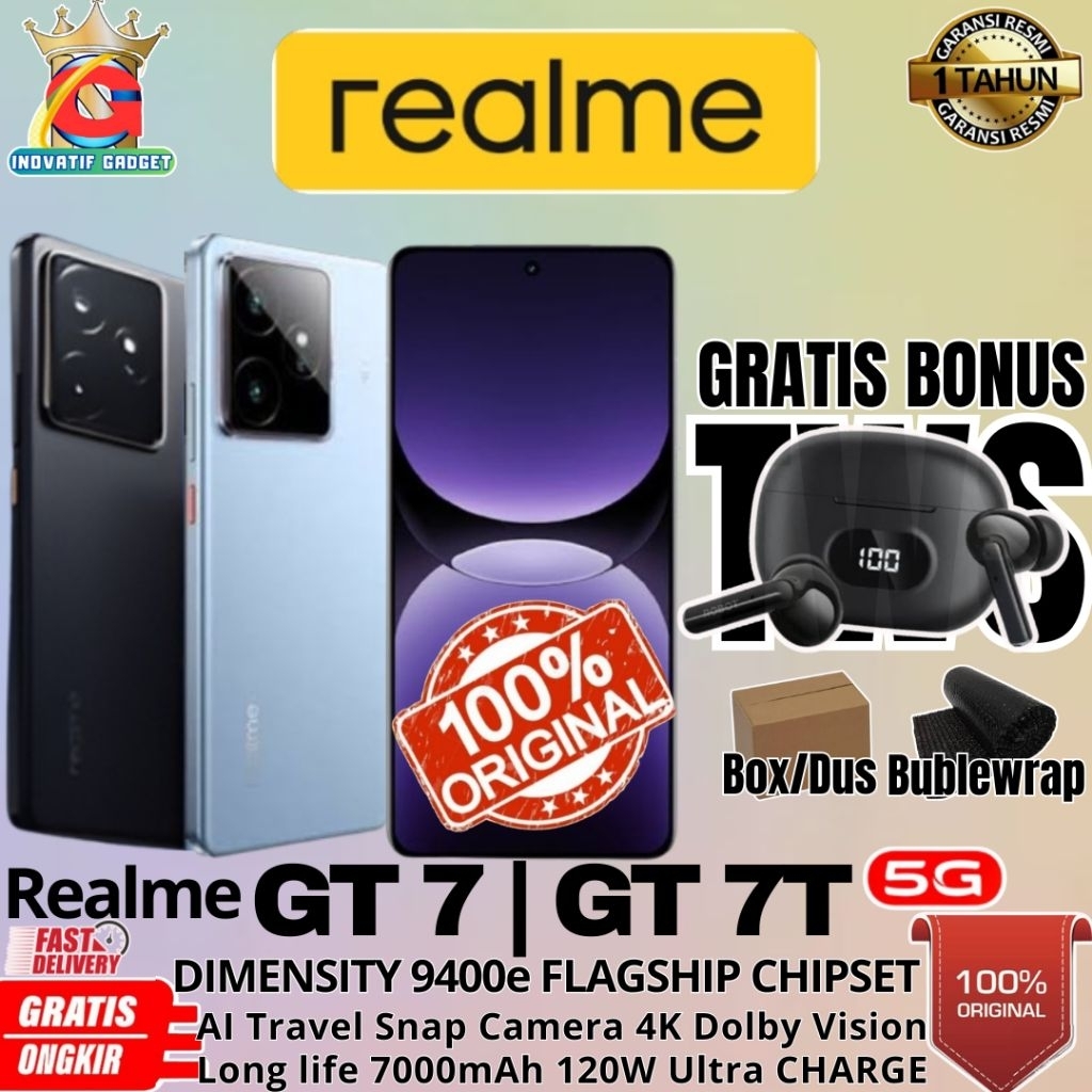 Jual REALME GT7 5G | GT 7T 12/256GB Ram Upto 24GB 100% BARU ORIGINAL GARANSI RESMI | Shopee ...