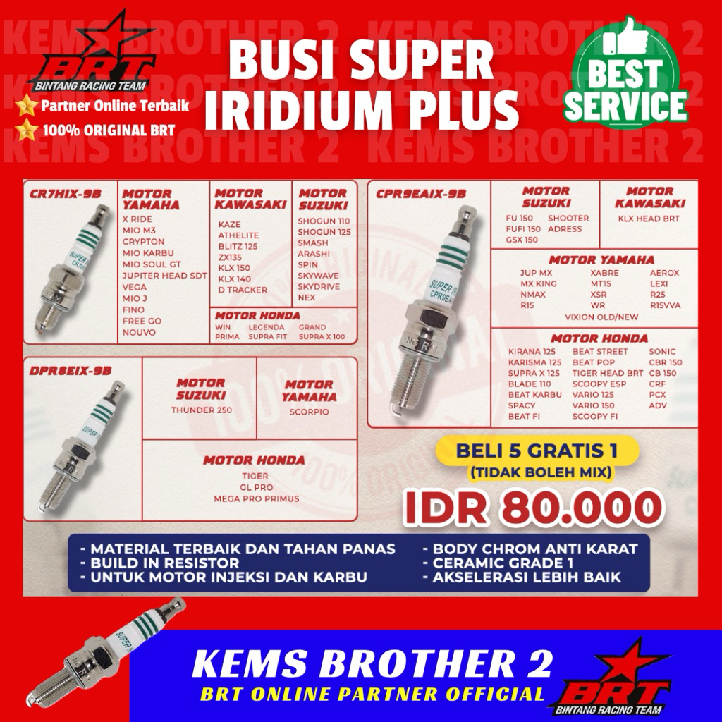 Jual BUSI RACING SUPER IRIDIUM ORIGINAL BRT SUPER IRIDIUM VIXION MX KING VARIO 160 XMAX PCX 160 ...