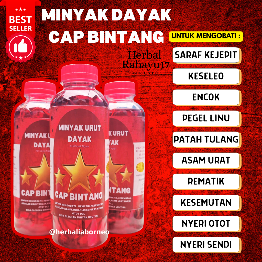 Jual Minyak Urut Dayak Cap Bintang Asli Kalimantan / Minyak Urut Dayak ...