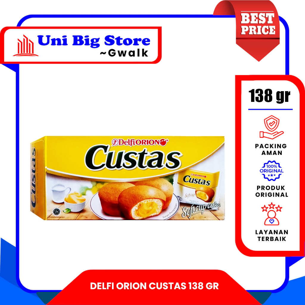 Jual DELFI ORION CUSTAS PIE SOFT CUP CAKE KUE CUSTARD BOX - 138 gr (6 ...