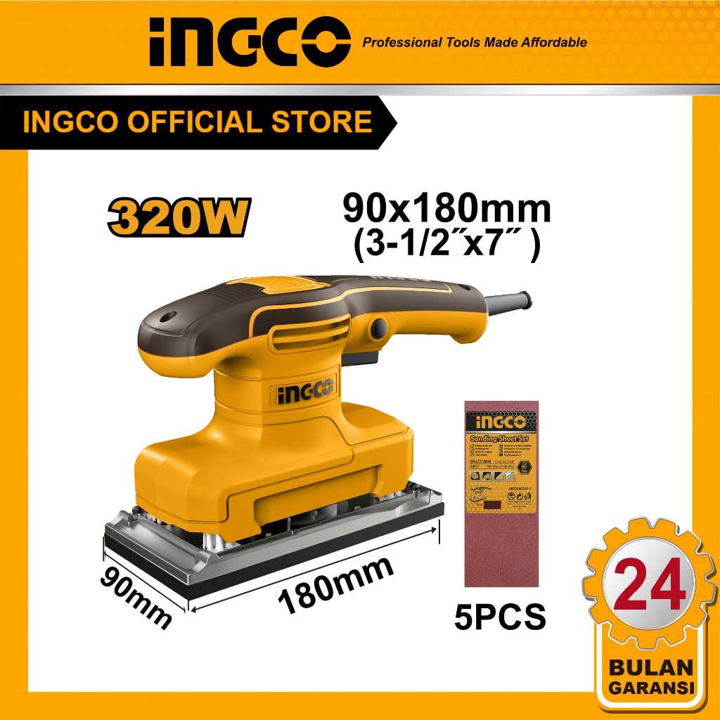 Jual Amplas Listrik Finishing INGCO 320W dengan 5 Lembar Amplas (Model ...
