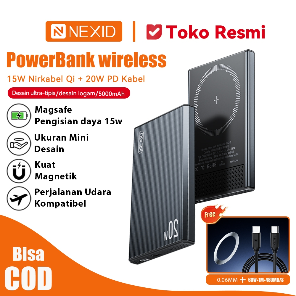 Jual NEXID Powerbank Magnetic 5000mAh 20W Powerbank magsafe wireless ...