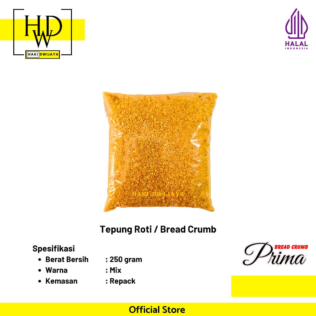 Jual [250gr] Prima Bread Crumb Tepung Roti / Panir Kuning Repack ...