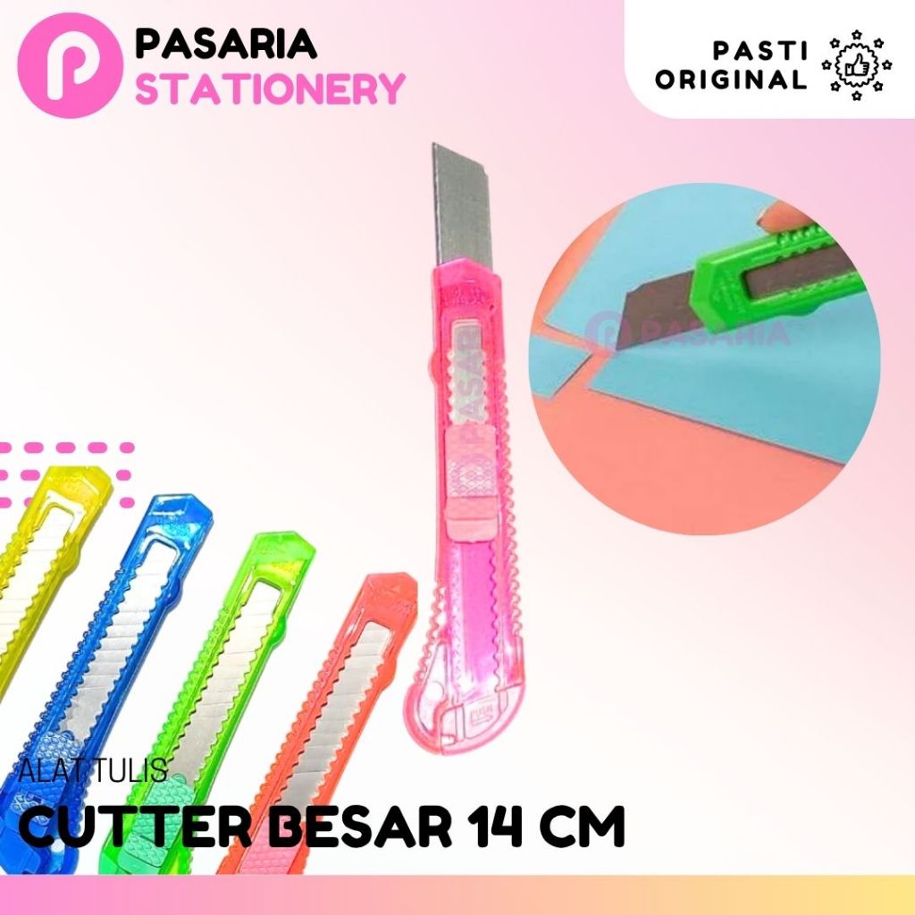 Jual PISAU CUTTER Besar Plastik Warna-warni L500 14 cm | Shopee Indonesia