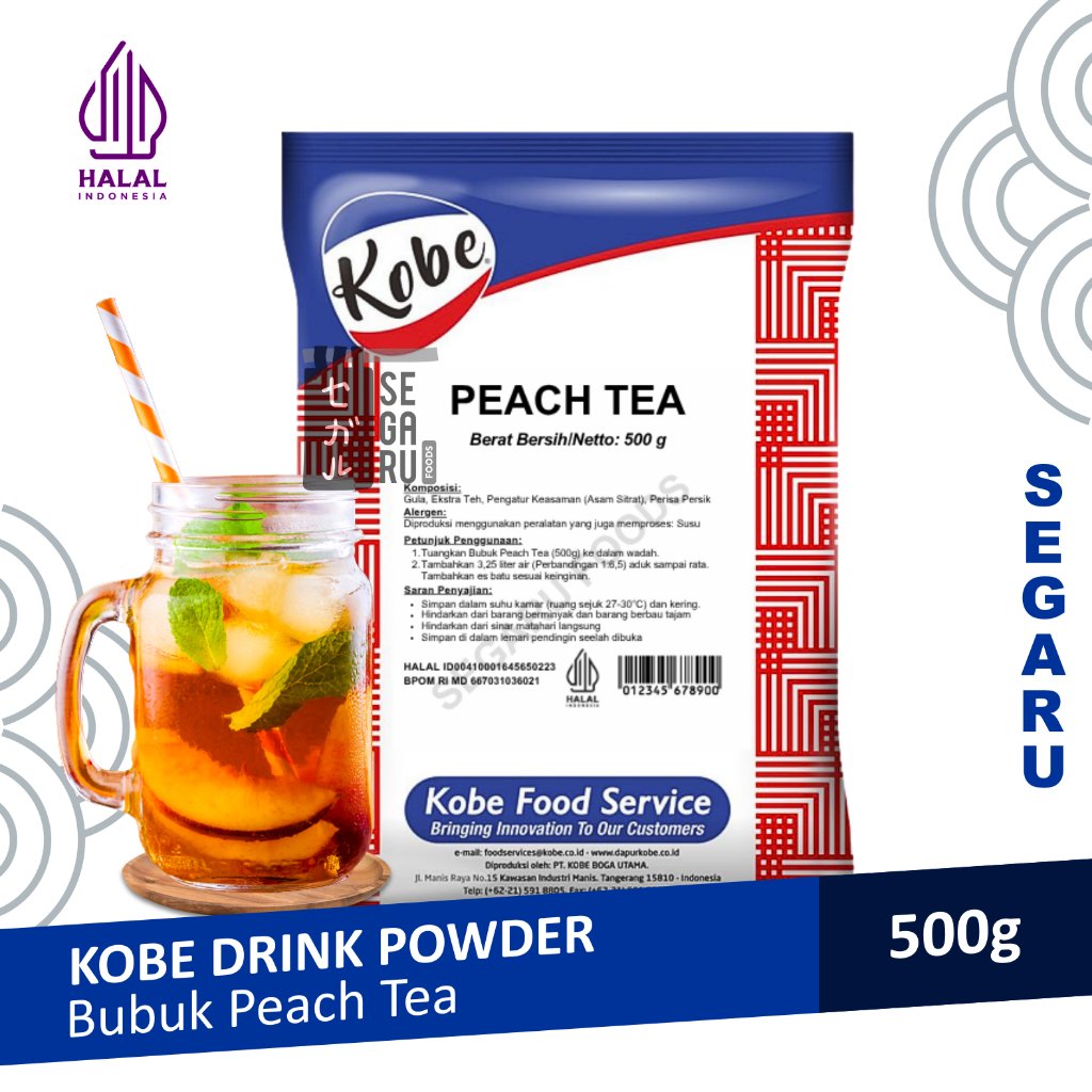 Jual Peach Tea Kobe | Teh Bubuk Peach Tea Powder Drink Halal 500 gram ...