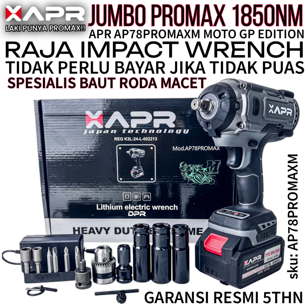 Jual APR BOR IMPACT WRENCH JUMBO AP78PROMAX GP EDITION 1850NM GARANSI ...