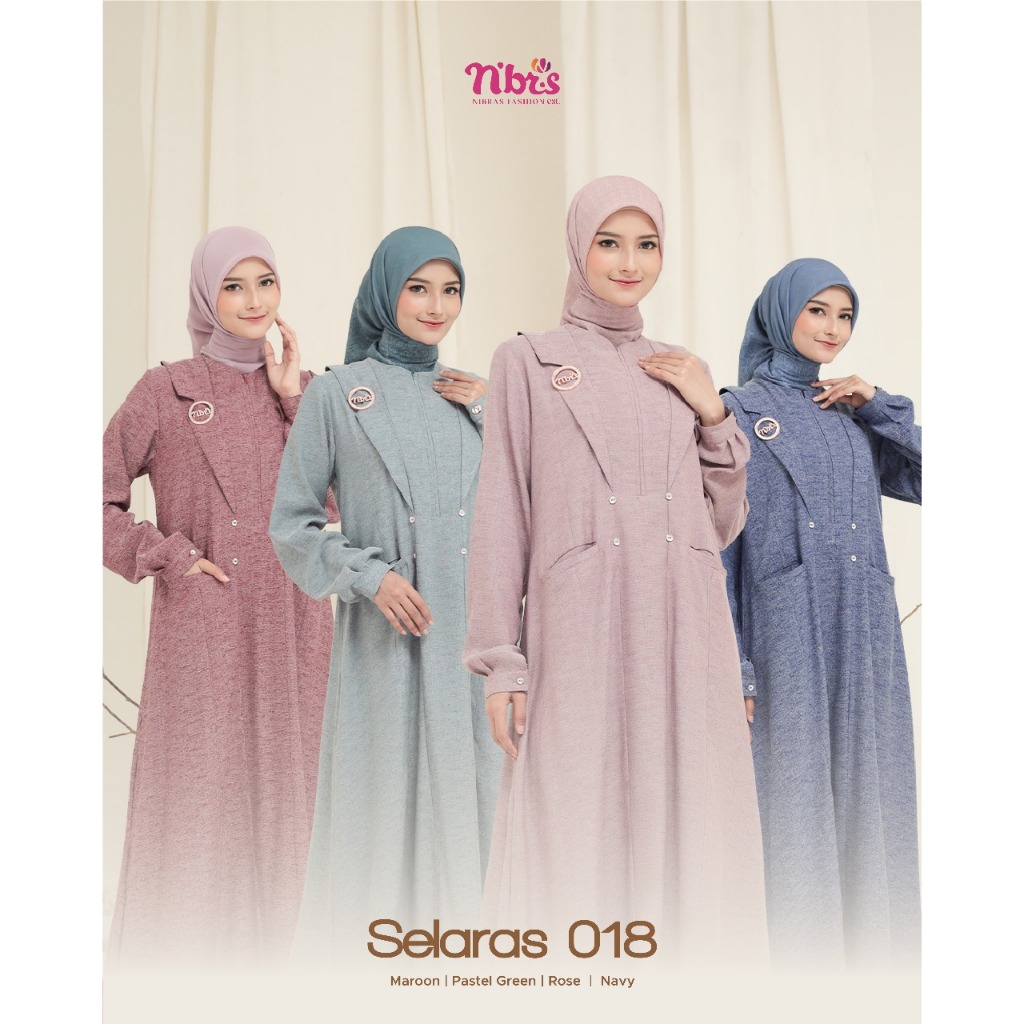Jual NIBRAS GAMIS WANITA MODERN 2025 SELARAS 018 (MAROON, PASTEL GREEN ...