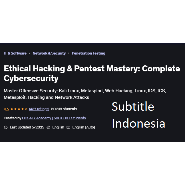 Jual Course Ethical Hacking & Pentest Mastery: Complete Cybersecurity ...
