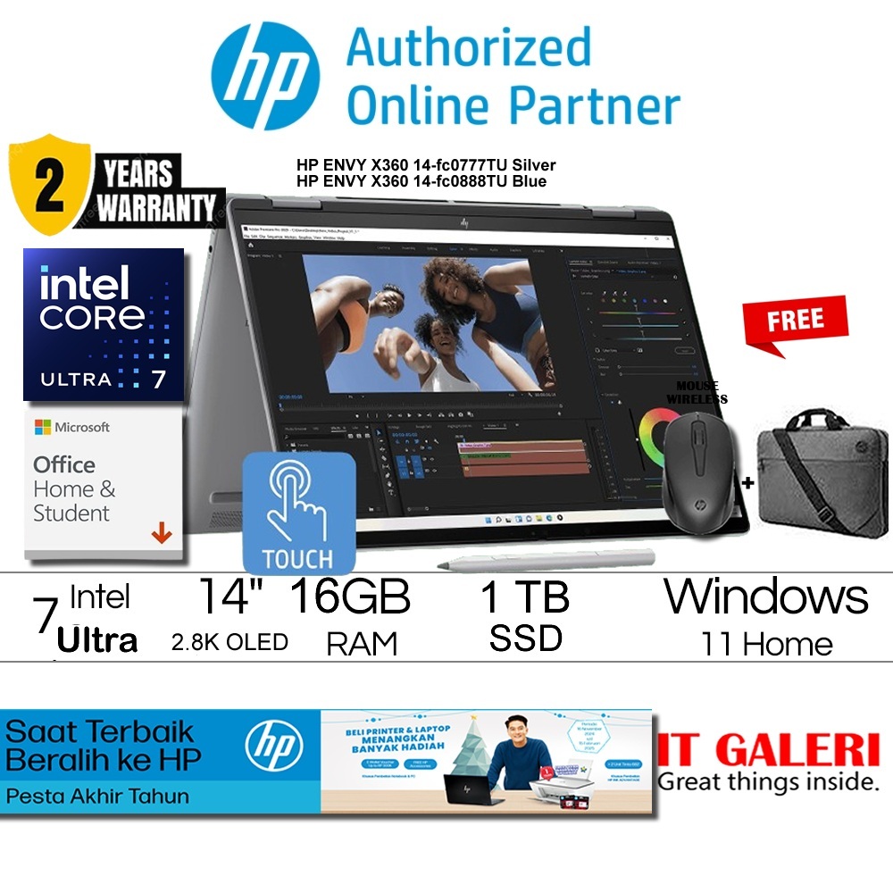 Jual [FREE MOUSE Z3700] Laptop HP ENVY X360 14 Intel Ultra 7-155U/1TB ...
