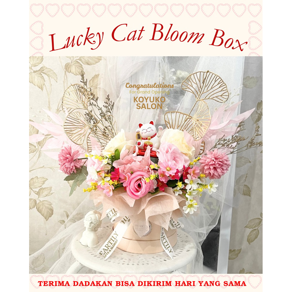 Jual [READY 1 JAM JADI] LUCKY CAT BLOOM BOX GRAND OPENING BOUQUET BUNGA ...