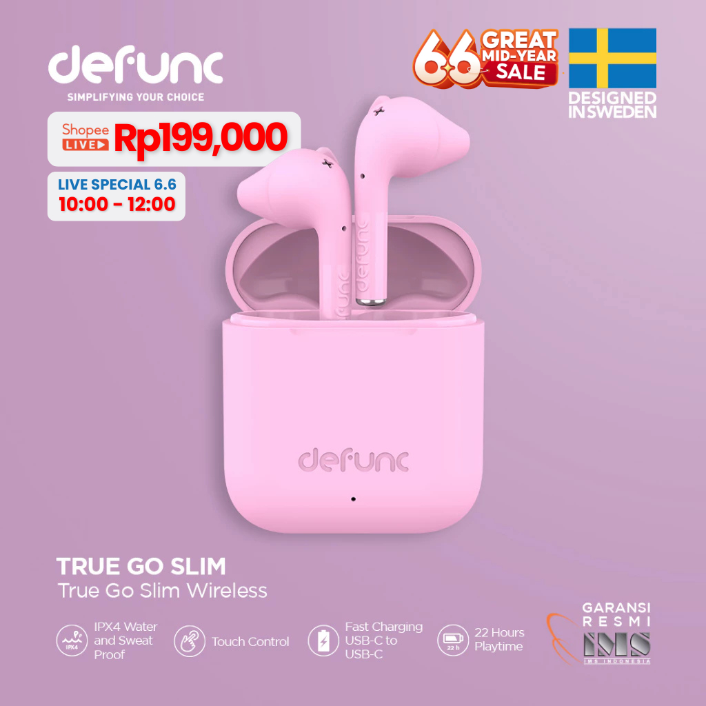 Jual DEFUNC True Go Slim - True Wireless Earphone Pink | Shopee Indonesia