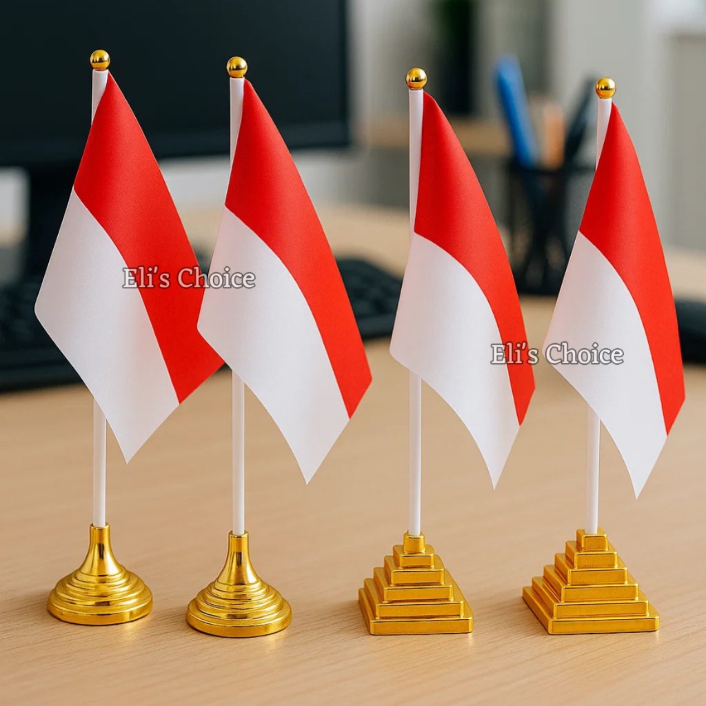Jual Bendera Meja Merah Putih Stand Emas Bendera Kecil Indonesia Hiasan ...