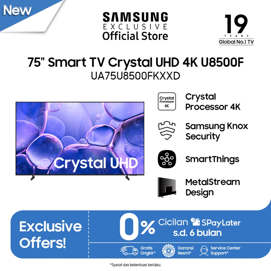 Jual Samsung 75" Crystal UHD 4K U8500F Smart TV | Crystal Processor 4K | SmartThings ...