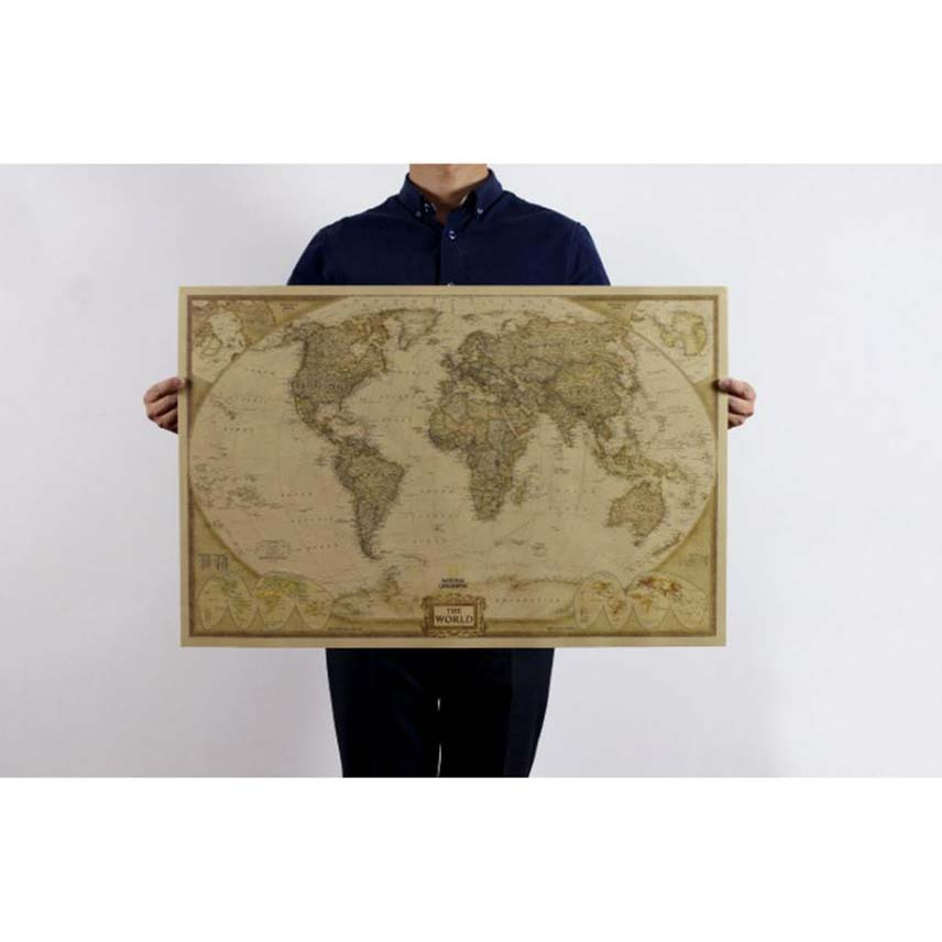 Jual Peta Bumi Datar Poster Peta Dunia Large Vintage World Map 103x69cm ...