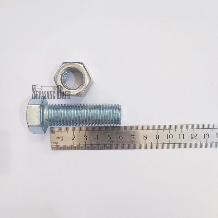 Jual BMP M18 x 60 Baut Mur Hexagon Putih Galvanis M18x60 | Shopee Indonesia