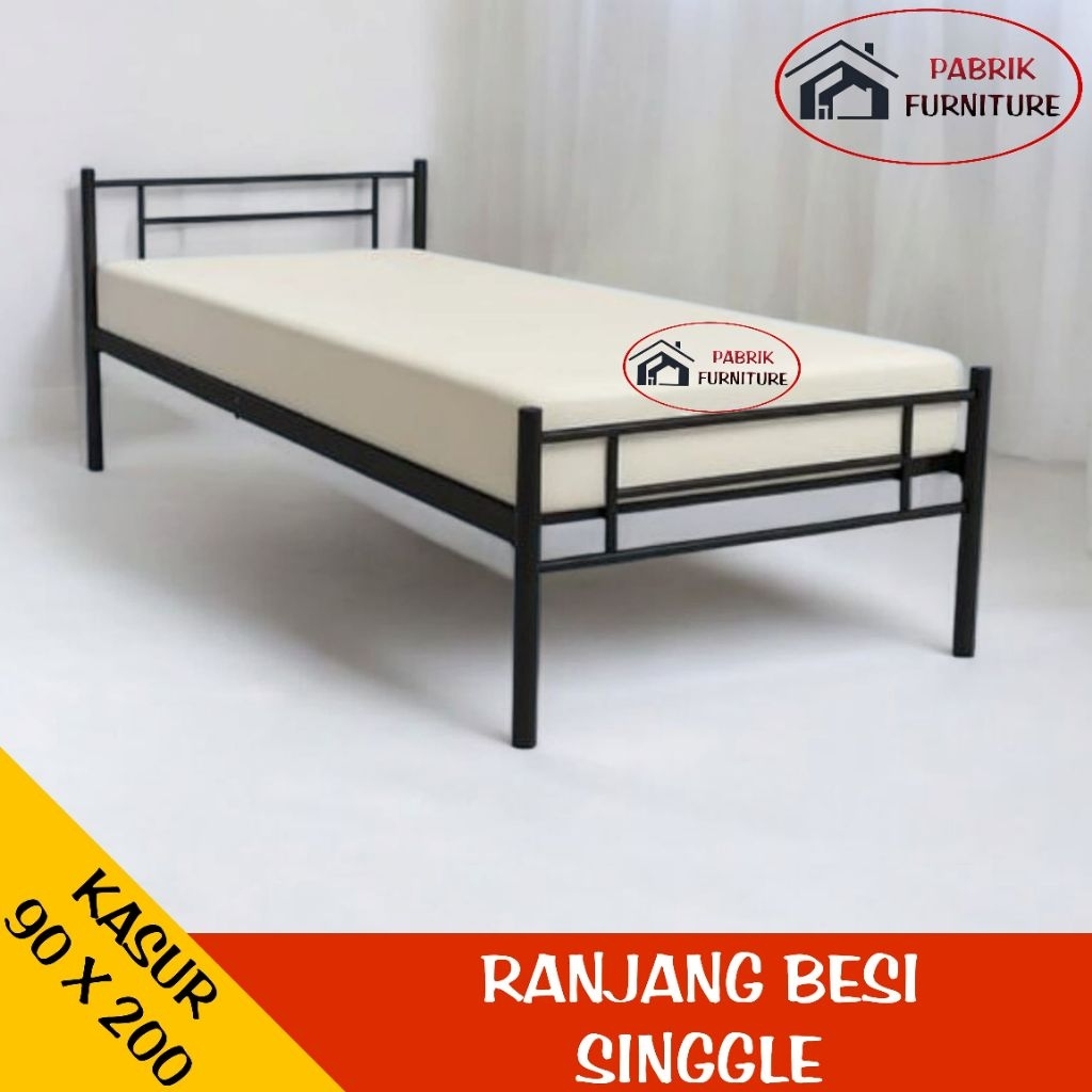 Jual Ranjang Besi singgle Tempat tidur besi tebal kuat | Shopee Indonesia