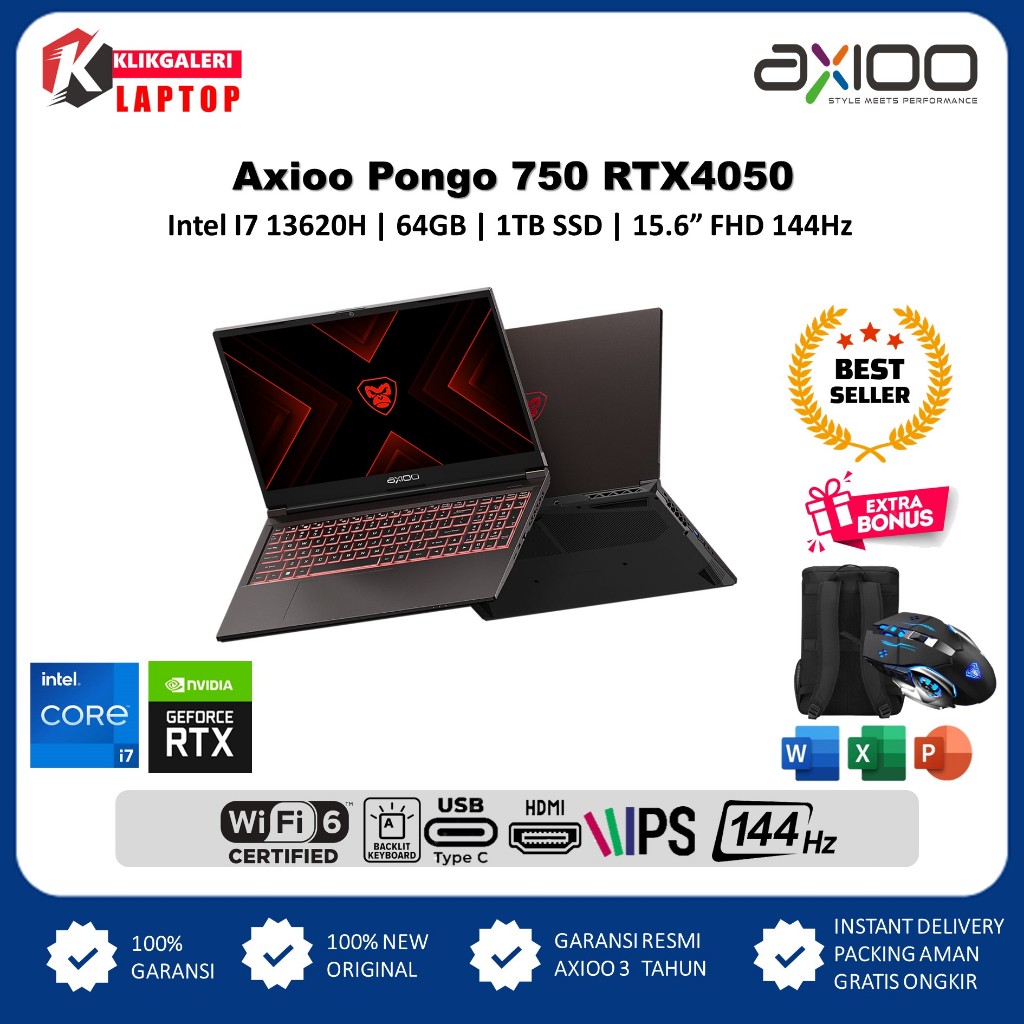 Jual Laptop Axioo Pongo Core i7 13620H Ram 32GB SSD 1TB RTX4050 15.6 ...