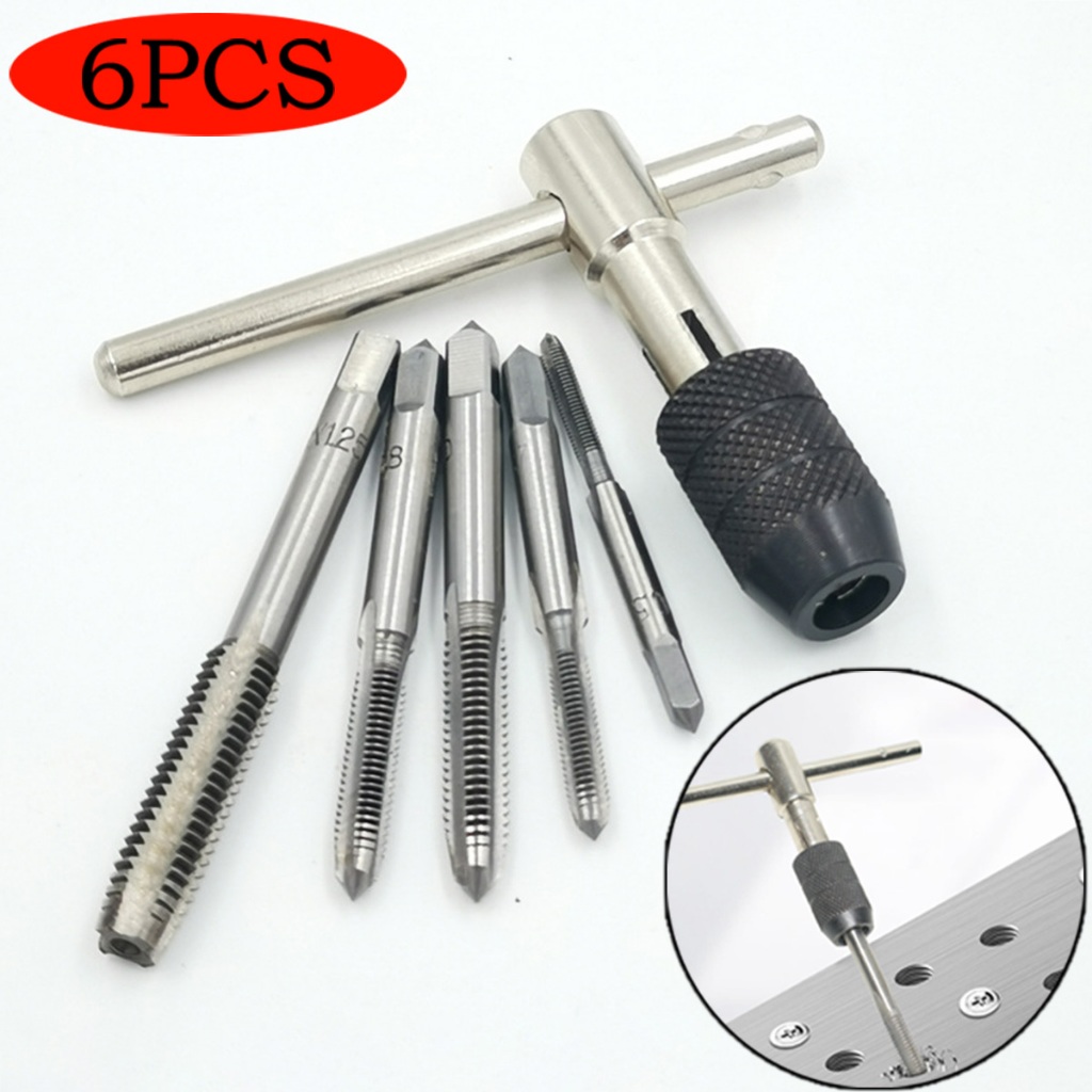 Jual Hand Tap set M3-M8 6 PCS plus Gagang Handtap ALAT TAPING TAP MANUAL | Shopee Indonesia