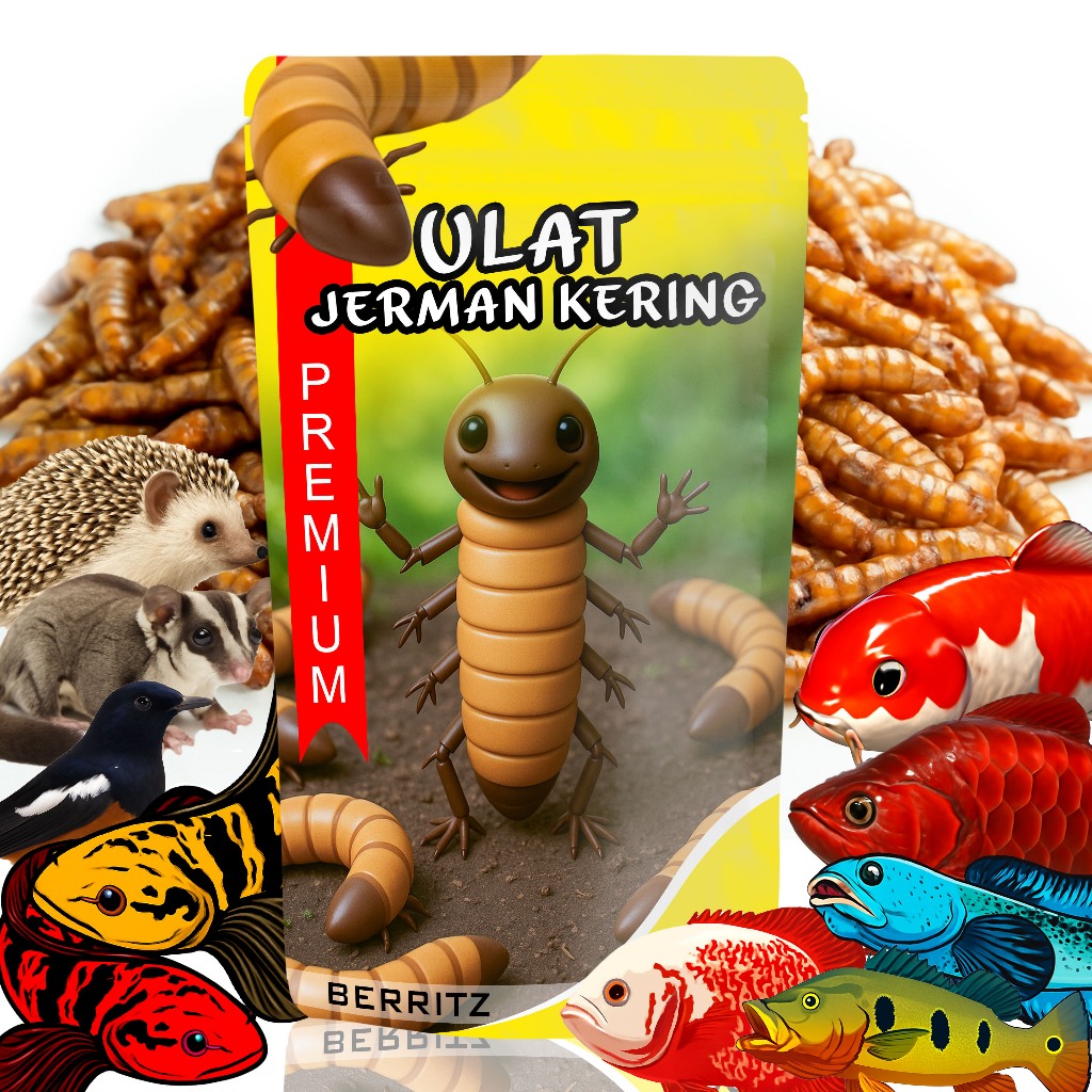Jual BERRITZ Ulat Jerman Kering Makanan Hewan Peliharaan Ikan, Sugar ...