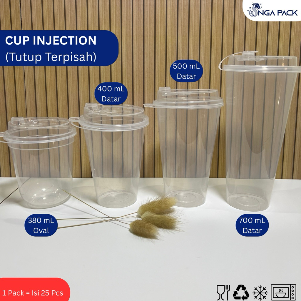 Jual Thinwall Cup Injection 380mL 12Oz Oval / 400mL 14Oz / 500mL 16Oz / 700mL 24Oz Isi 25 Pcs ...